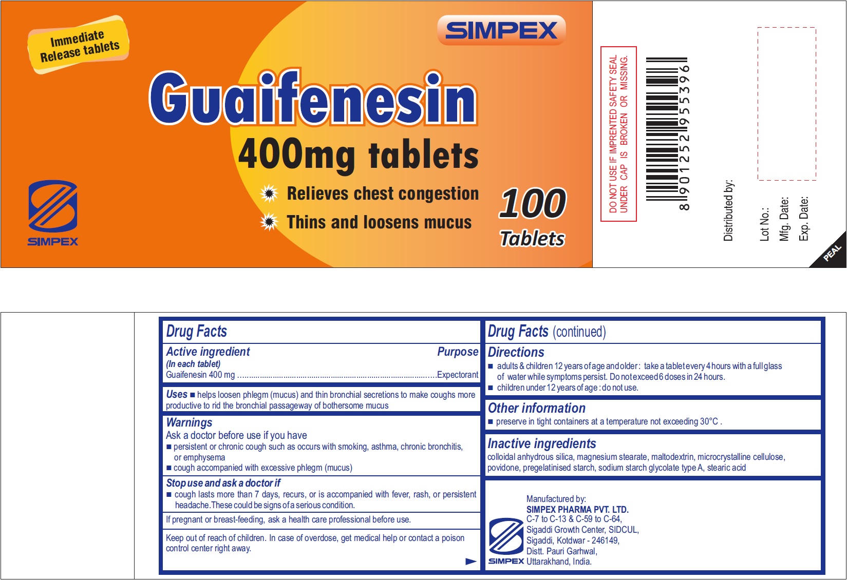 SIMPEX Guaifenesin - Drug Information from Guideline Central